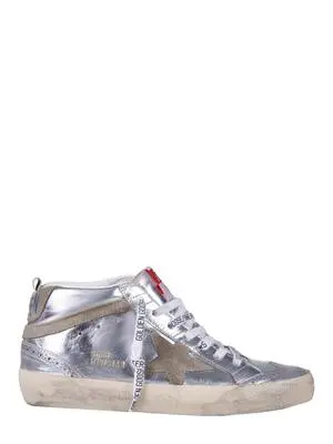 GOLDEN GOOSE Mid-star Leather And Suede Distressed Sneakers - Grey