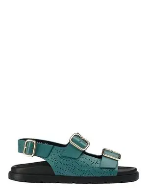 DOUCAL'S Perforated Leather Sandals With Buckle Fastening - Blue