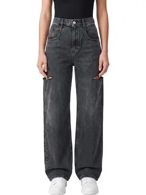 MAISON MARGIELA Maison Margiela High-Waisted Wide-Leg Distressed Denim Jeans