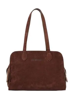 Moschino Faux Suede Shoulder Bag - Brown