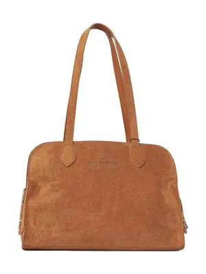 Moschino Faux Suede Shoulder Bag - Camel