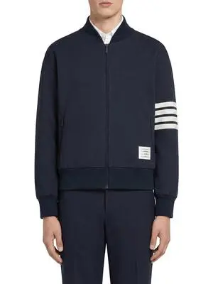 Thom Browne 4-bar Viscose Blend Bomber Jacket - Blue