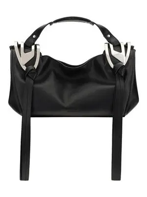 DIESEL® Knot-d Smooth Leather Handbag With Oval D Logo - Black
