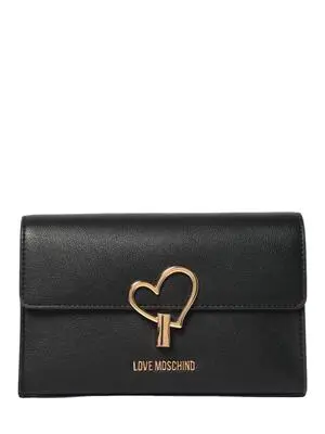 Moschino Faux Leather Crossbody Bag With Heart Detail - Black
