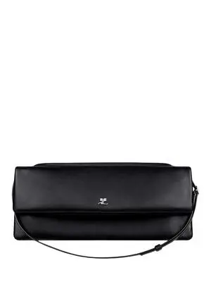 COURREGES Cuff Leather Shoulder Bag With Adjustable Strap - Black