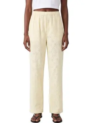 MC2 SAINT BARTH Mc2 Saint Barth Cotton Palazzo Pants With Cutout Floral Pattern Grey