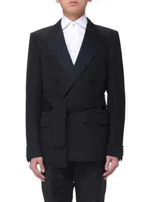 Valentino Garavani Double-breasted Blazer With Tassel Belt - Black