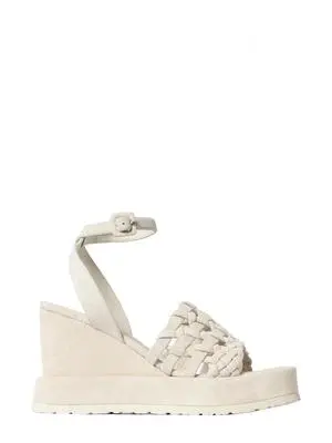 PALOMA BARCELO Woven Suede Wedge Sandals - White