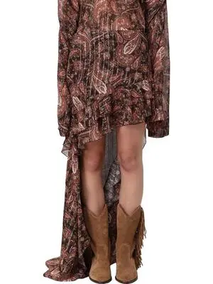 Andamane Asymmetrical Paisley Silk Blend Skirt - Multicolor