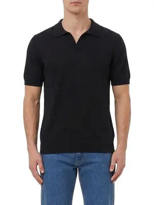 Tagliatore Cotton Knit Polo Shirt - Black