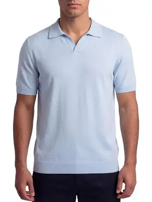 Tagliatore Cotton Knit Polo Shirt - Blue
