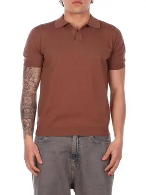 Tagliatore Cotton Knit Polo Shirt - Burnt