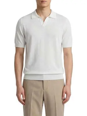 Tagliatore Cotton Knit Polo Shirt - White