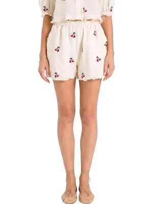 TWINSET Ramie Shorts With Embroidery - Cherry