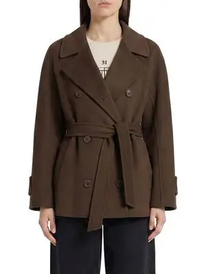 Max Mara Double Breasted Belted Coat - Brown