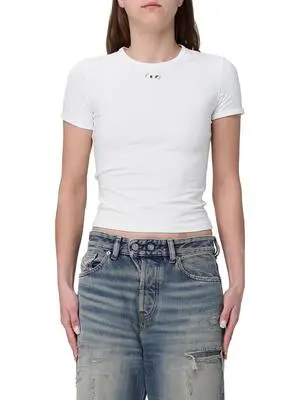 DIESEL® Diesel Slim Fit Cotton T-Shirt With Oval D Logo White