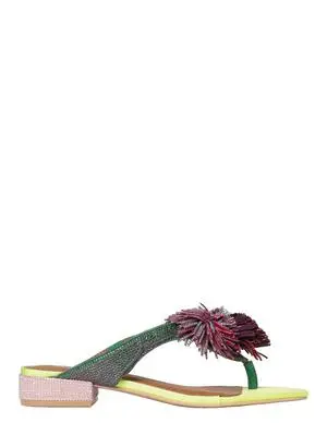 Kurt Geiger Suede Pom Pom Embellished Sandals - Multicolor
