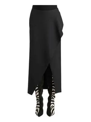 Khaite Asymmetrical Draped Midi Skirt - Black