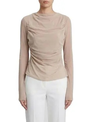 Soeur Long-sleeve Cotton Blend Top - Mastic