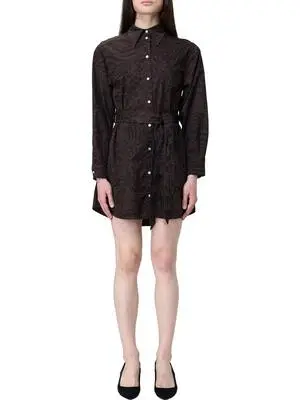 Pinko Printed Stretch Cotton Belted Mini Dress - Brown