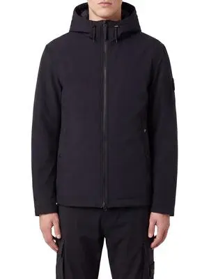 Stone Island Short Hooded Tech Fabric Windbreaker With Logo Patch - Black