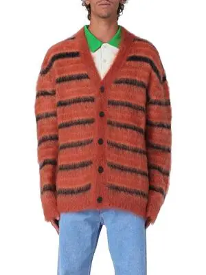 Marni Striped Mohair Blend Cardigan - Orange
