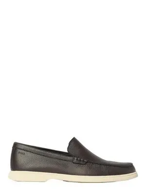 BOSS Hammered Leather Loafers - Dark