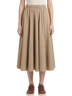 Aspesi Cotton Midi Skirt With Pleats - Colonial
