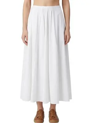 Aspesi Cotton Midi Skirt With Pleats - White