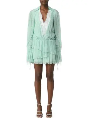Blumarine Pleated Viscose Mini Dress - Green
