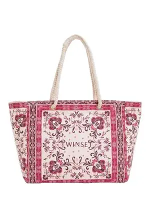 TWINSET Printed Cotton Tote Bag - Fuchsia
