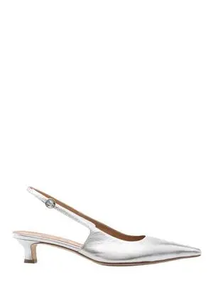 AeydĒ Slingback Pointed Toe Kitten Heel - Silver