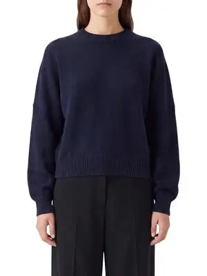 Khaite Pure Cashmere Crew Neck Sweater With Ribbed Trims - Blue