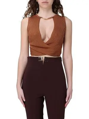 Elisabetta Franchi Elisabetta Franchi Viscose Blend Cropped Knit Top Leather