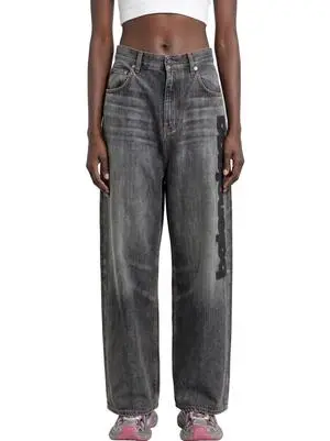 Balenciaga Palazzo Logo Denim Jeans - Grey