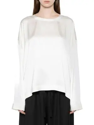 TOTEME Silk Blend Round Neck Top - White