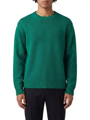 TOM FORD Merino Wool Crewneck Sweater With Dropped Shoulders And Ribbed Trims - Emerald