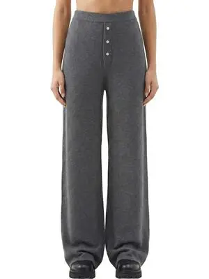 Guest In Residence Wide Leg Button Detailed Trousers - Grey