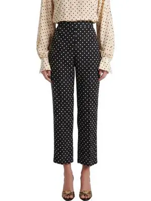 Valentino Garavani High-waisted Cropped Silk Polka Dot Pants - Black