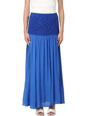 TWINSET Viscose And Macramé Long Skirt - Blue