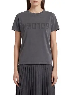 GOLDEN GOOSE Distressed Logo T-shirt - Charcoal