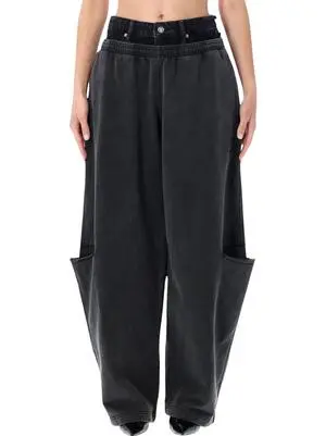 Alexander Wang Slashed Wide-leg Cotton Sweatpants - Black