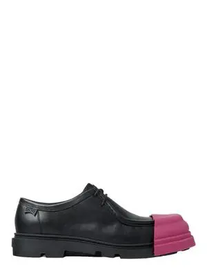 Camper Calfskin Leather Lace-up Shoes With Rubber Toe Reinforcement - Black