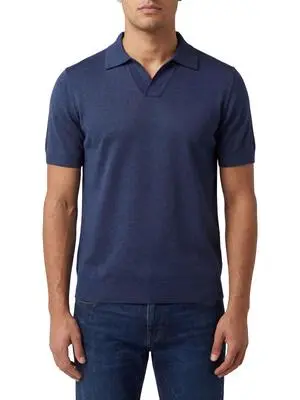 Tagliatore Cotton And Linen Polo Shirt Blue