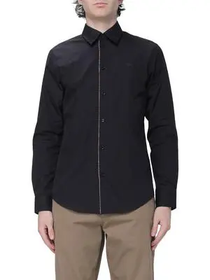 Burberry Slim Fit Cotton Shirt With French Collar And Embroidered Ekd Logo - Black