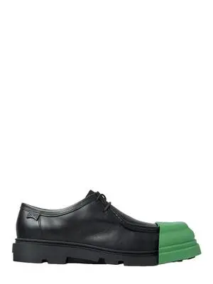 Camper Calfskin Leather Lace-up Shoes With Rubber Toe Cap - Black