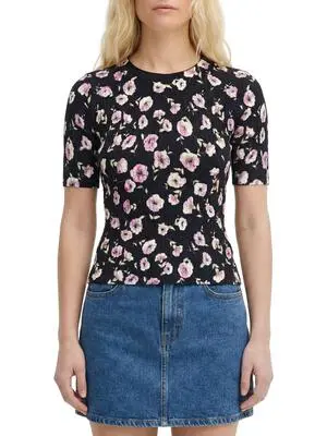 TWINSET Floral Print Knit Top - Black
