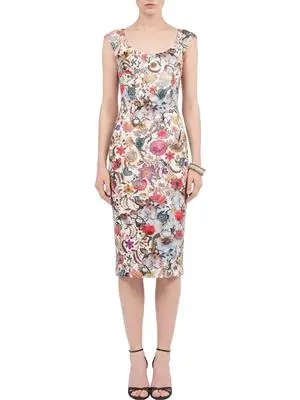 Roberto Cavalli Printed Jersey Midi Dress - Beige