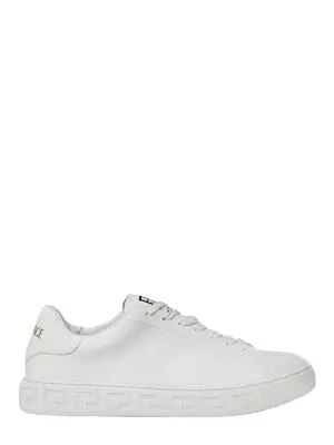 Versace Greca Leather Lace-up Sneakers - White