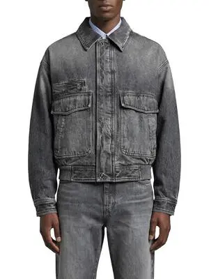 Versace Denim Jacket With Classic Collar And Button Closure - Grey